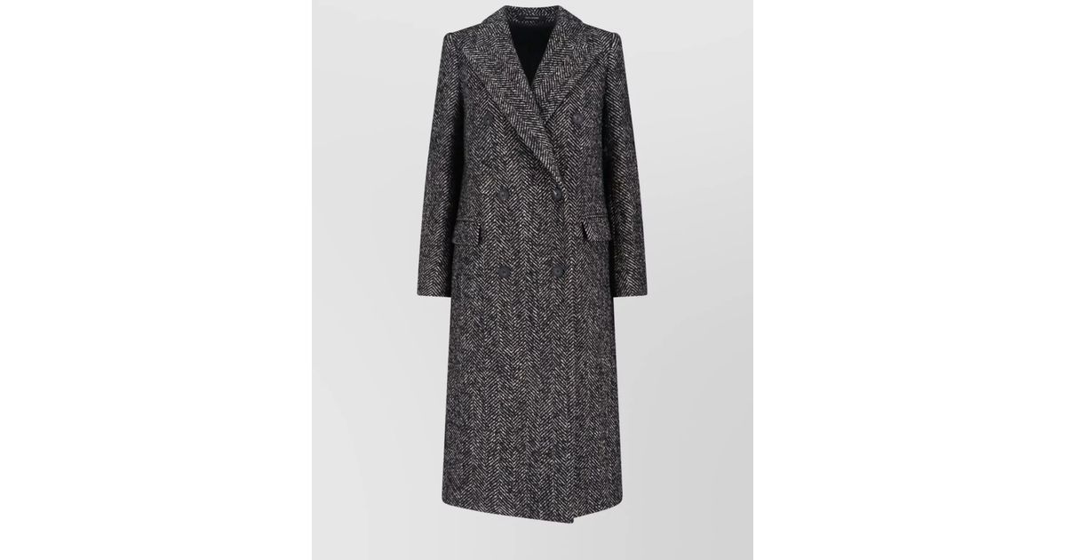 Tagliatore Double-Breasted Long Jacket Notched Lapels in Grey | Lyst UK