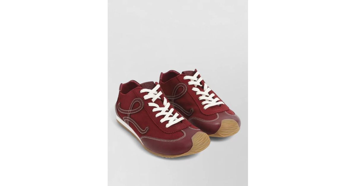 Loewe Leather Low-Top Sneakers in Red | Lyst