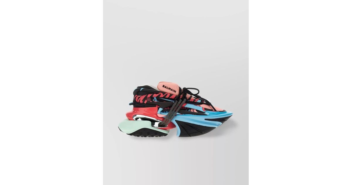 Balmain Chunky Sole Sneakers Mesh Panels in Blue for Men | Lyst