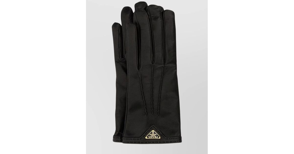 Prada Nappa Leather Gloves in Black | Lyst