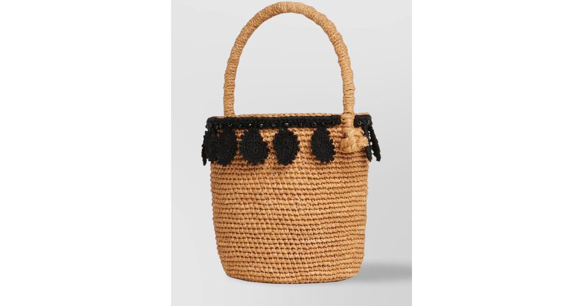 Alanui Woven Paisley Motif Raffia Tote Bag in Brown | Lyst