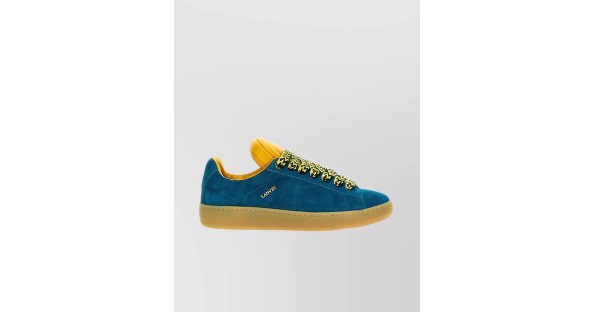 Lanvin 'Suede Low-Top Rubber Sole Sneakers' in Blue for Men | Lyst