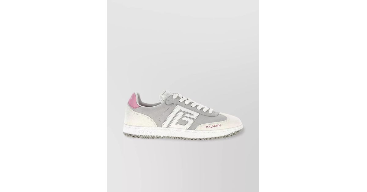 Balmain Swan Sneakers With Contrast Heel Tab in White | Lyst
