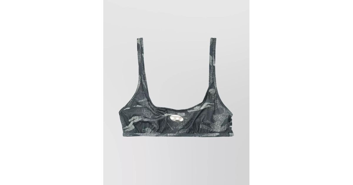 DIESEL Top Bra With Adjustable Straps And Camouflage Pattern in Gray | Lyst