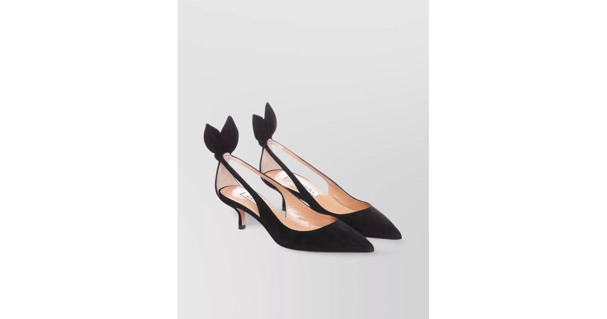 Aquazzura Bow Tie Slingback Kitten Heel Pumps | Lyst