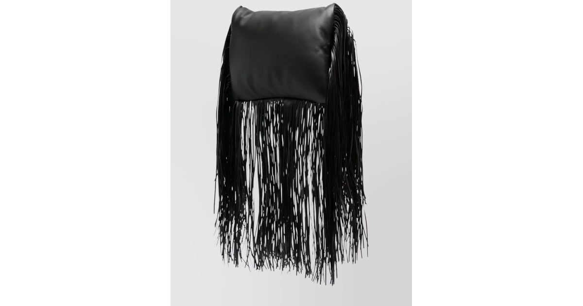 Sportmax Soft Fringes Maxi Shoulder Bag in Black | Lyst UK