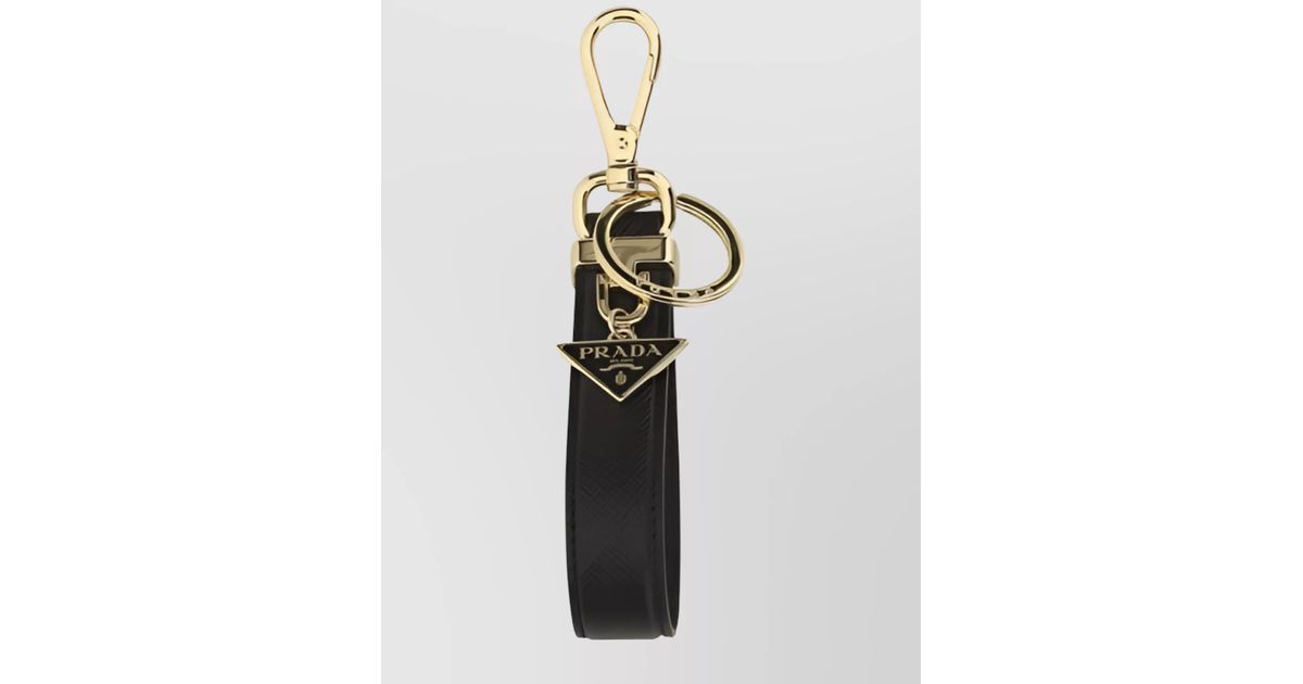 Prada Leather Triangular Keychain-Tone Hardware | Lyst