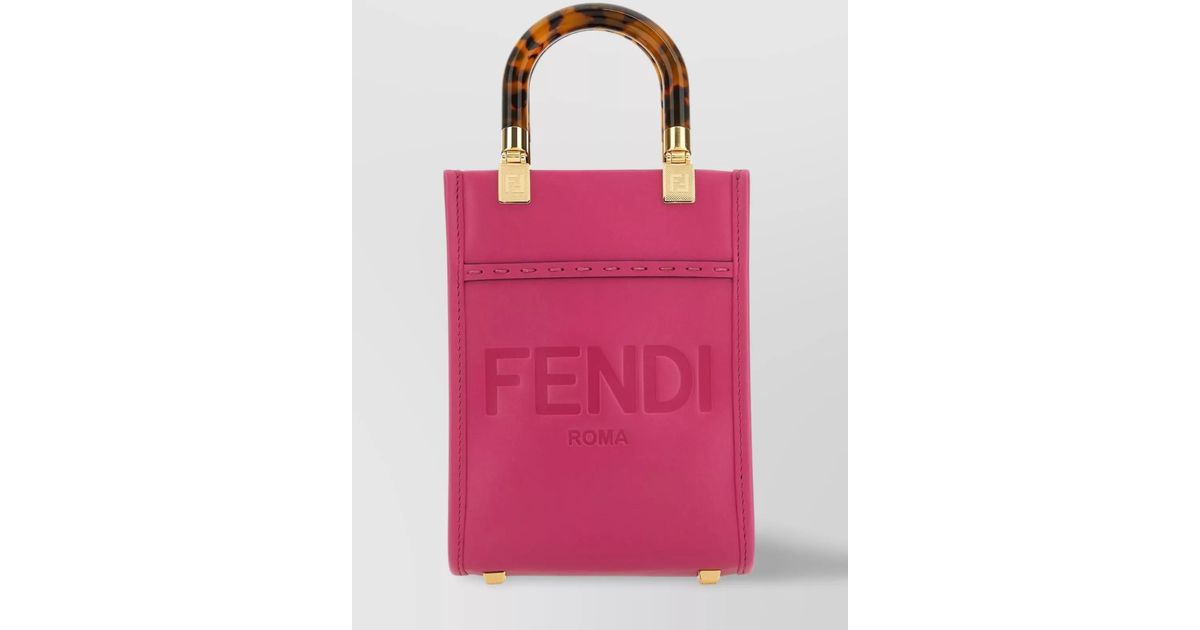 Fendi Mini Sunshine Handbag Tortoiseshell Handles in Pink | Lyst