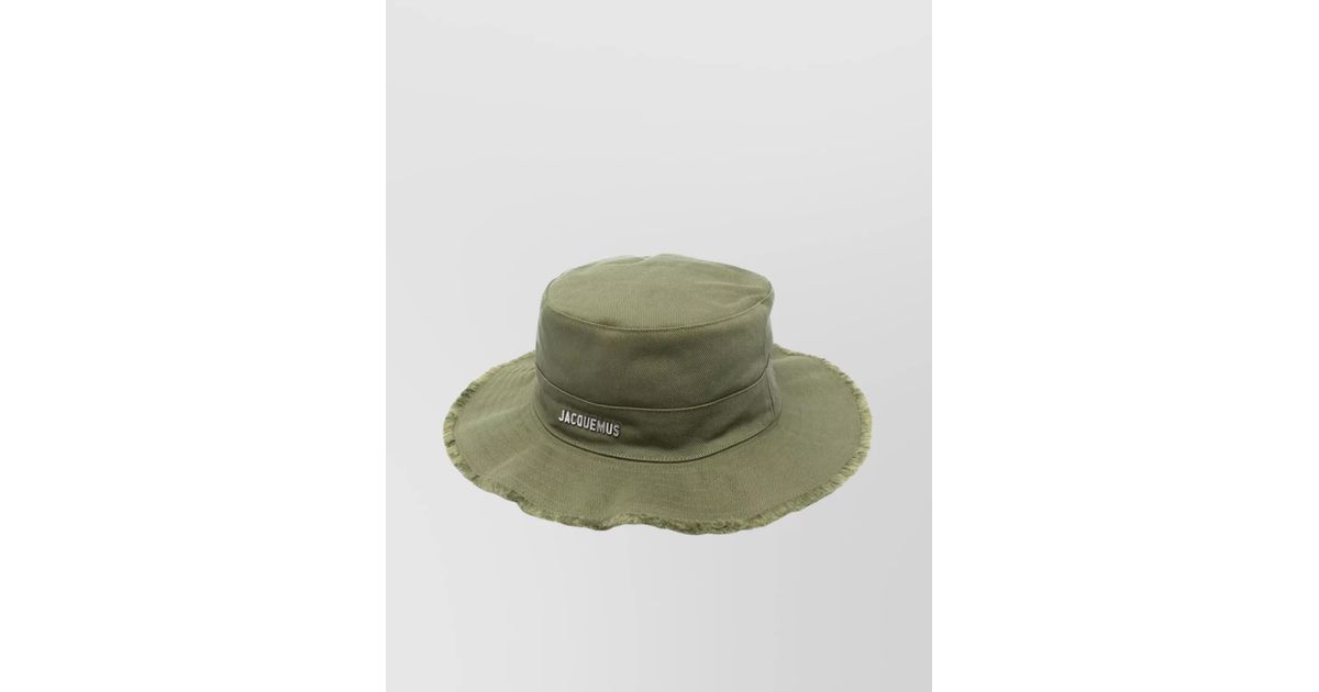 Jacquemus Wide Brim Frayed Edge Hat in Green | Lyst
