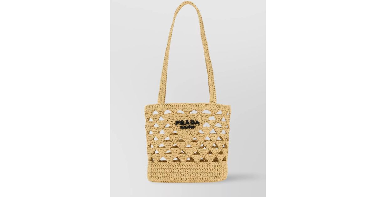 Prada Structured Open Weave Tote Bag in Metallic | Lyst