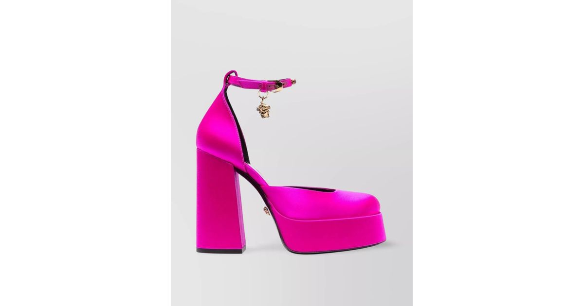 Versace Elevated Block Heel Pump in Pink | Lyst UK
