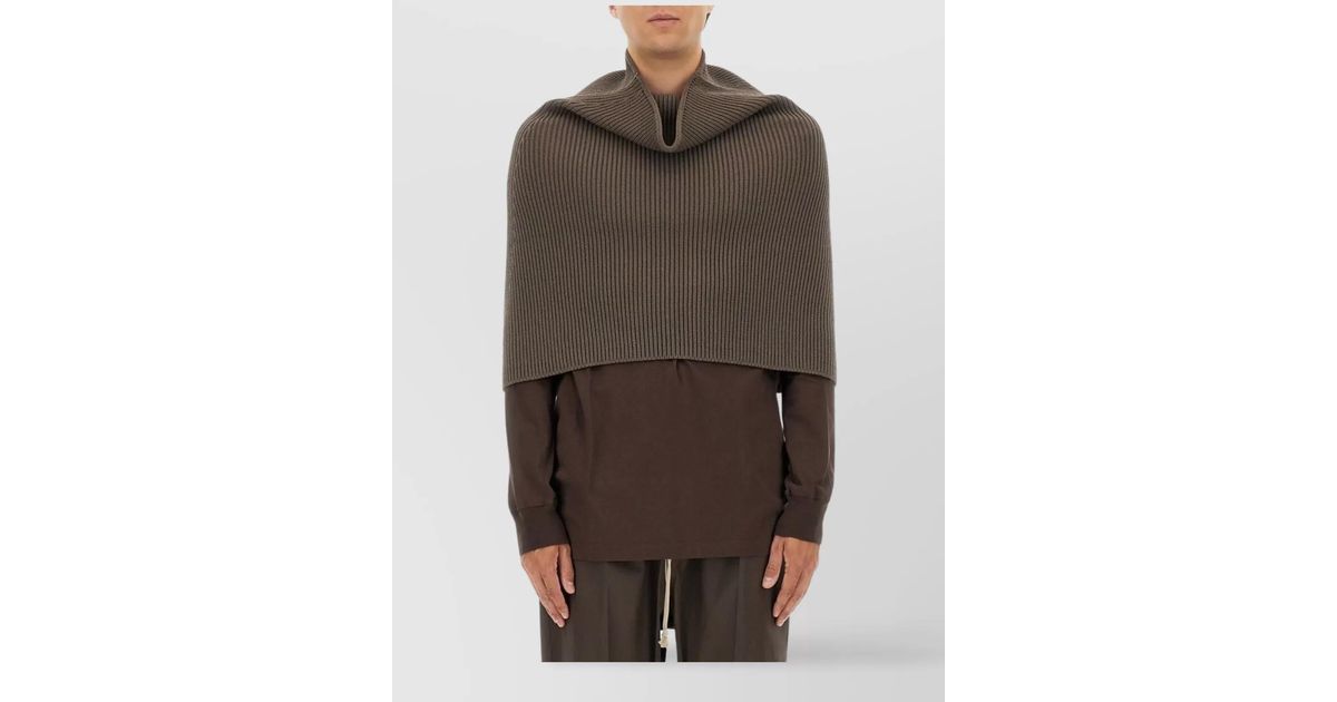 Rick Owens Draped High Neck Ribbed Coat Design in Brown for Men | Lyst UK