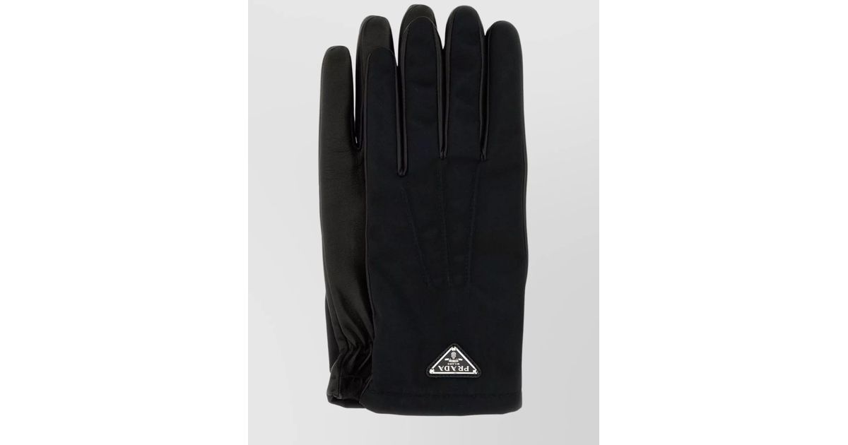 Prada Nylon And Nappa Leather Gloves in Black for Men | Lyst