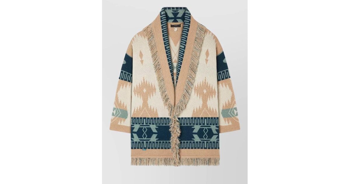 Alanui Icon Jacquard Long Cardigan Shawl Collar in Blue | Lyst UK