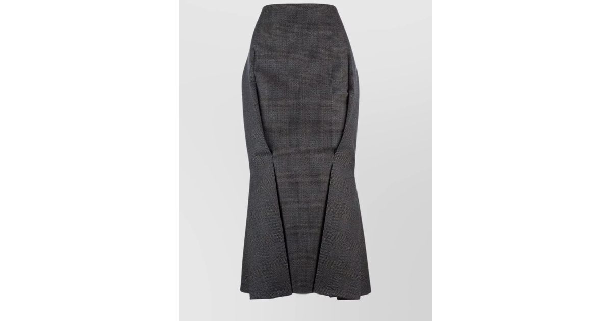 Prada High-Waisted Skirt With Back Slit And Textured Fabric in Grey ...