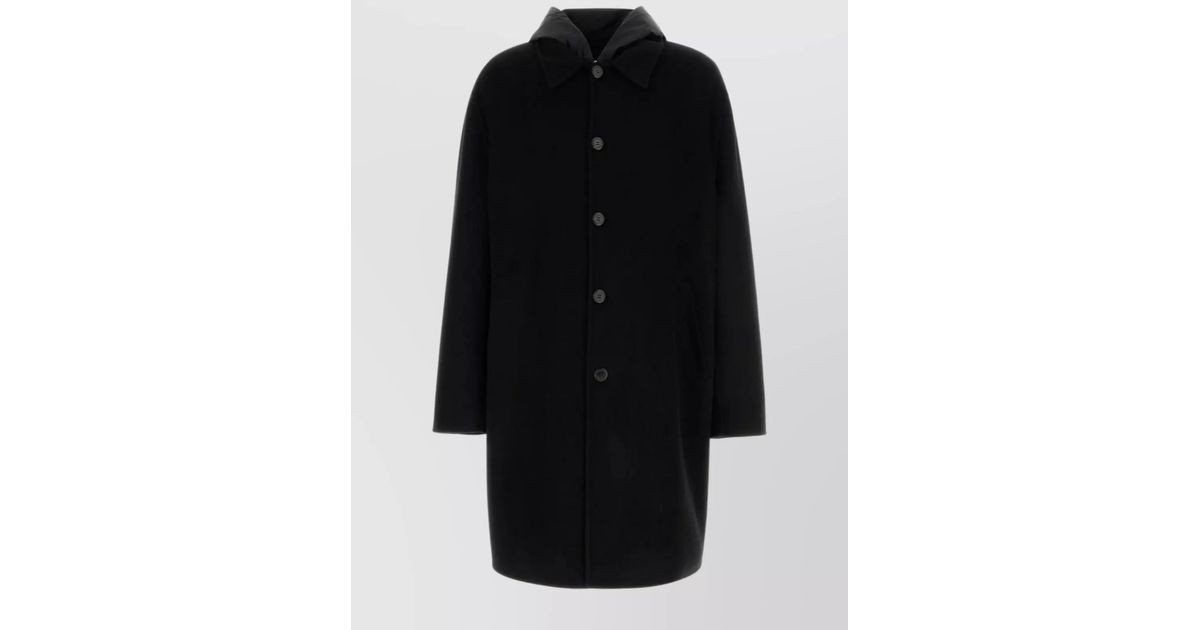 Prada Cashmere Single-Breasted Coat in Black for Men | Lyst