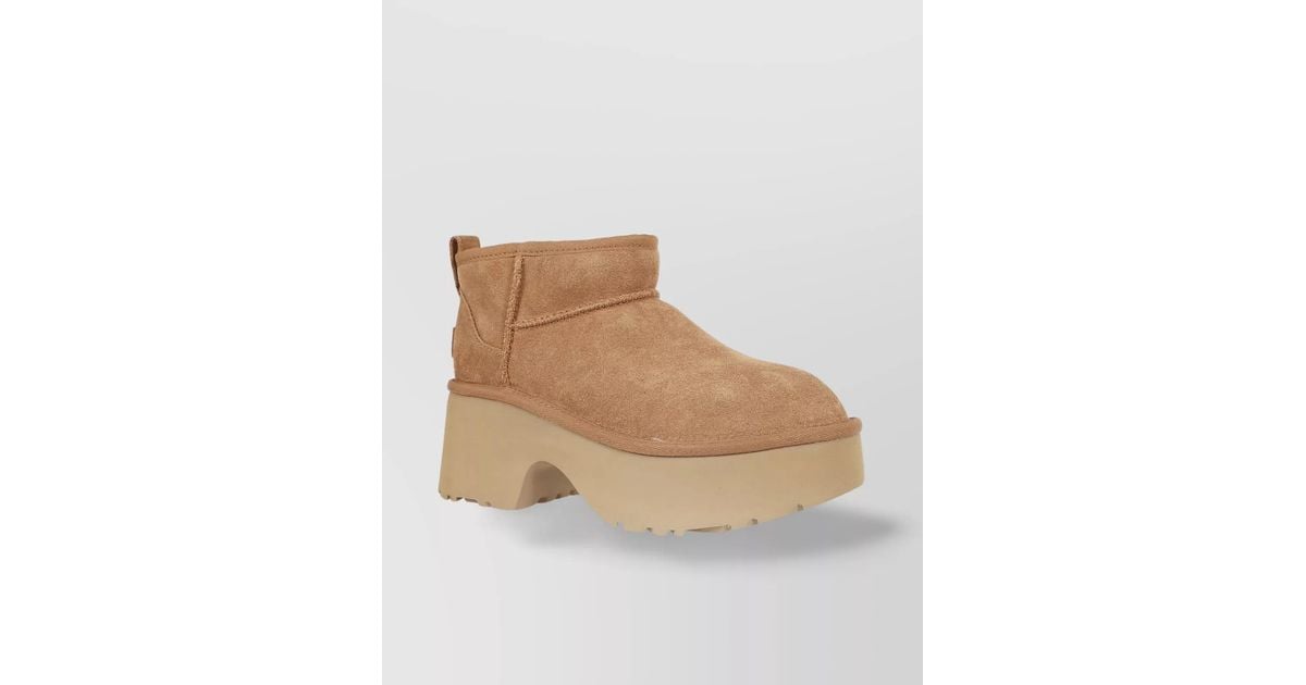 UGG Lug Sole Platform Boots With Stitch Detailing in Natural | Lyst