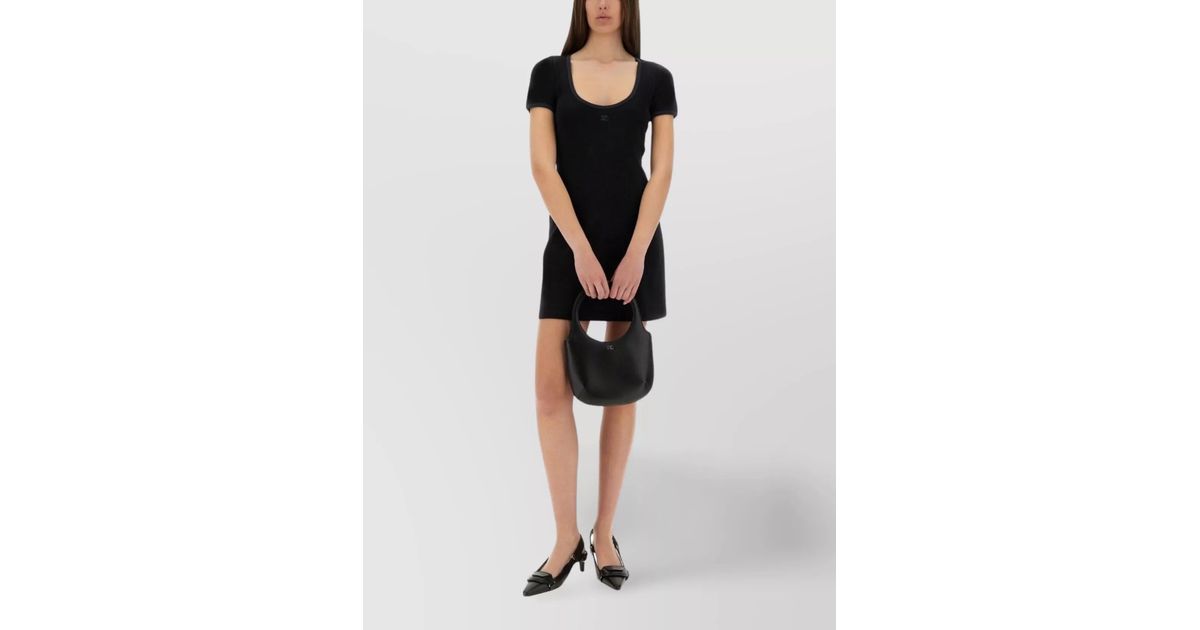Courreges Whole Contrast Mini Robe in Black | Lyst UK
