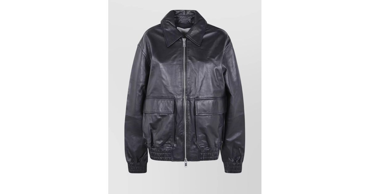 Studio Nicholson Leather Bomber Jacket Collared Design in Blue for Men ...