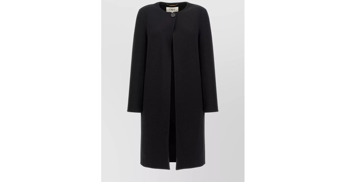 Chloé High Collar Cape Overlay Coat in Black | Lyst