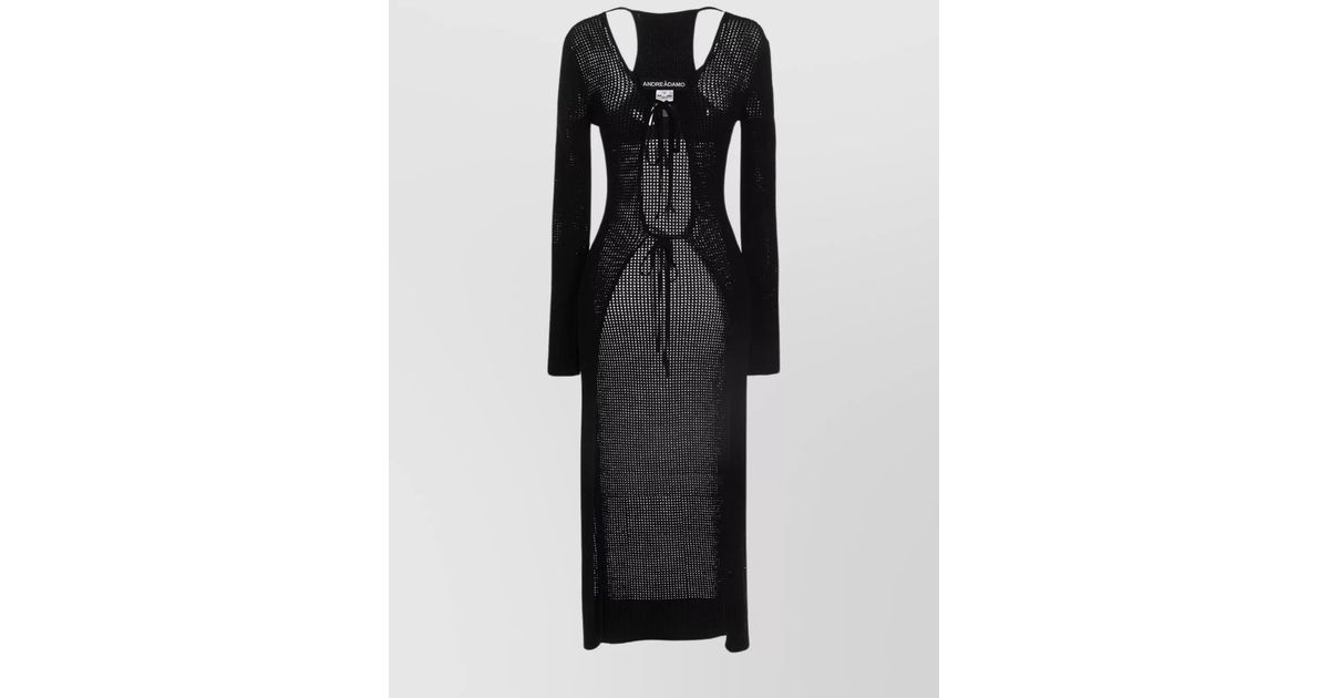 ANDREADAMO Long Knit Cardigan Cut-Outs in Black | Lyst