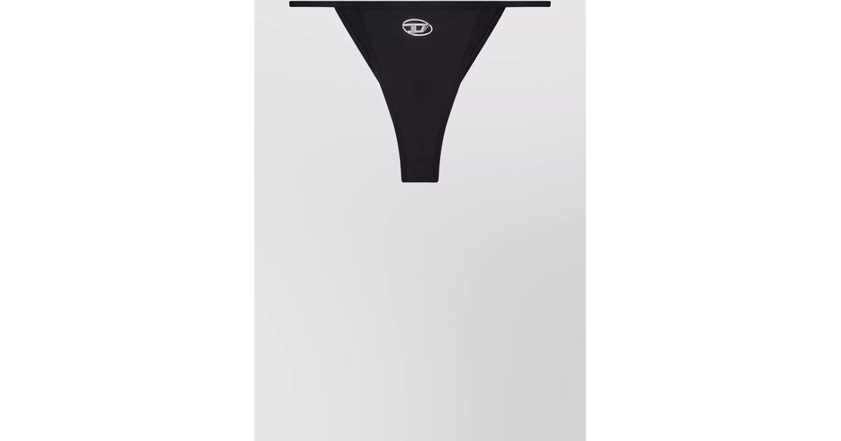 DIESEL Camille High-Cut Leg Triangle Bikini Bottom in Black | Lyst