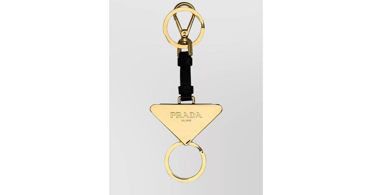 Prada Triangle Shape Key Ring in White | Lyst