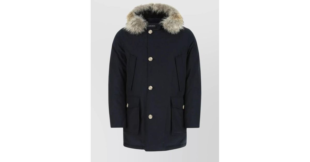 Woolrich Cotton Blend Winter Coat in Blue for Men | Lyst UK