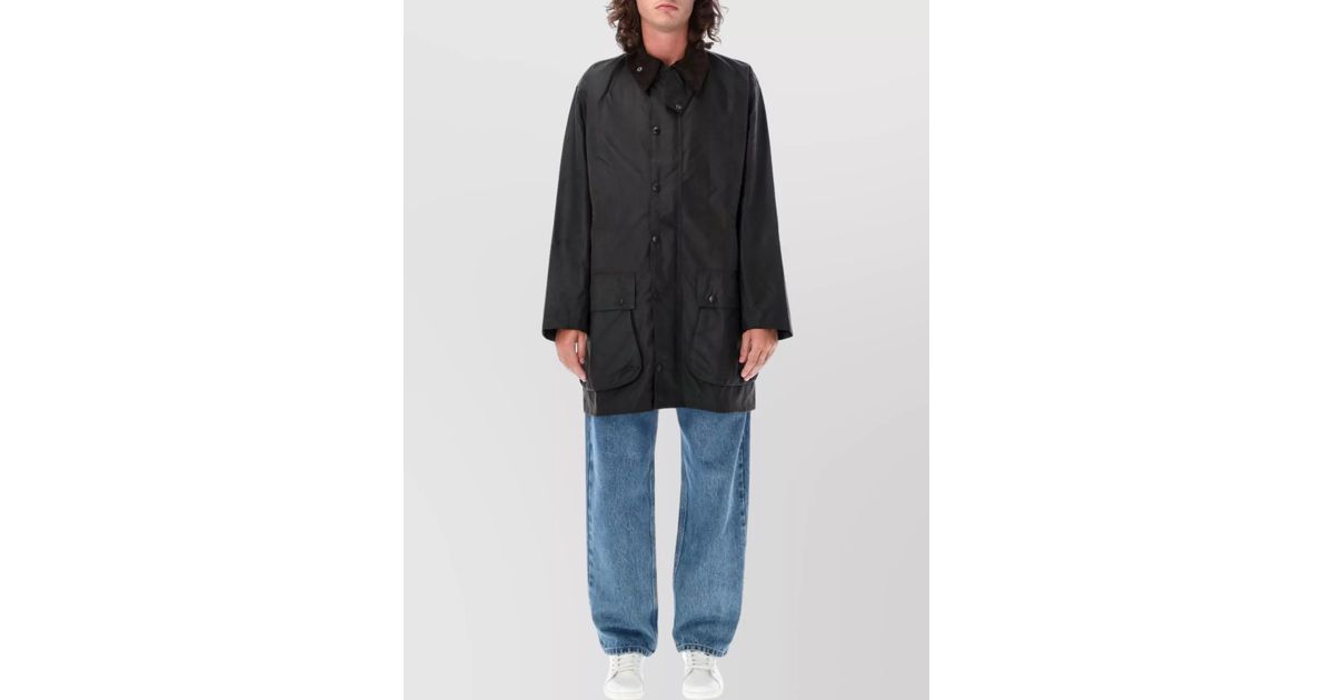 Barbour Sleeve Eyelets Front Flap Collar Jacket in Black for Men | Lyst