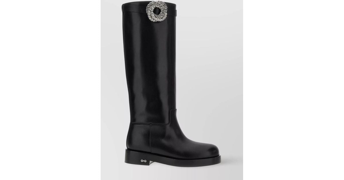 Mach & Mach 'Buckle Detail Knee-High Boots' in Black | Lyst