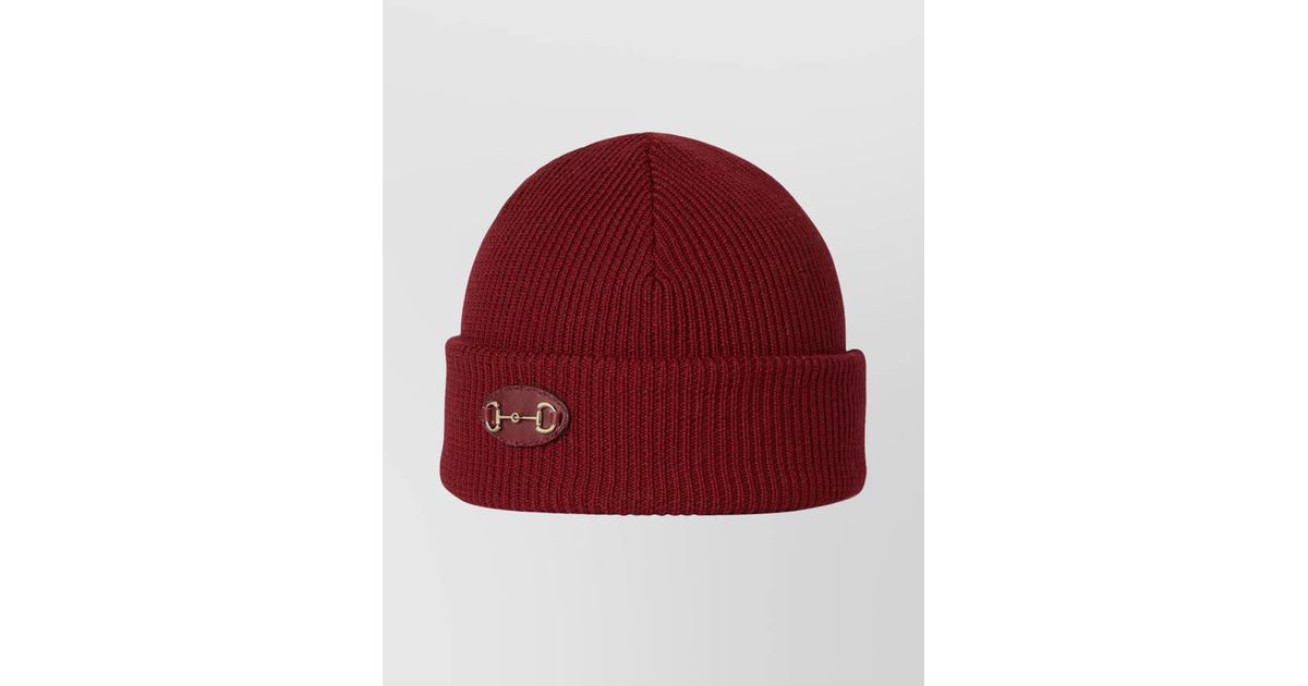 Gucci Ribbed Texture Hat Turn-Up Brim in Red | Lyst