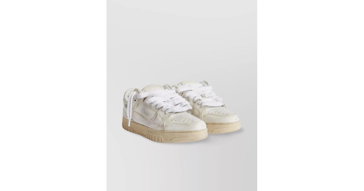 1989 STUDIO Distressed Sneakers Featuring Stitch Detailing in White for ...