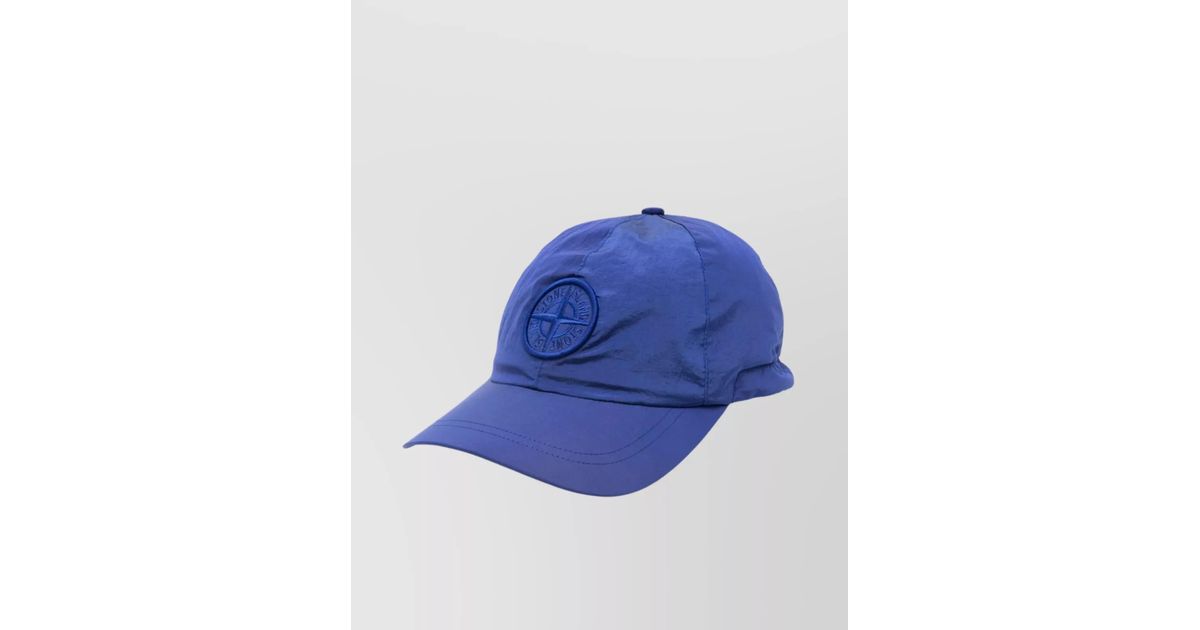 Stone Island Baseball Cap Branded Curved Brim in Blue for Men | Lyst