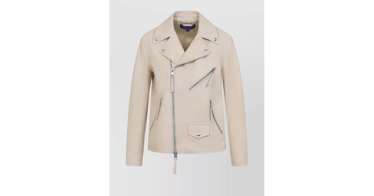 Ralph Lauren Leather Jacket Adjustable Straps in Natural | Lyst UK