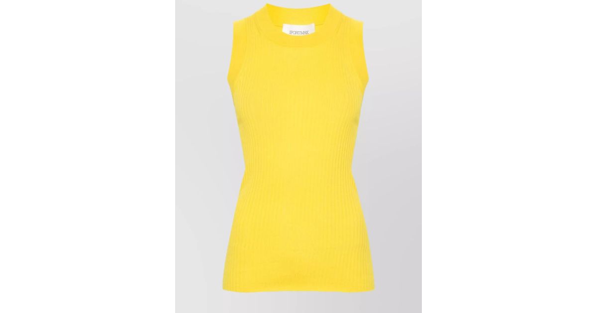 Sportmax Ribbed Cotton Tank Top in Yellow | Lyst UK