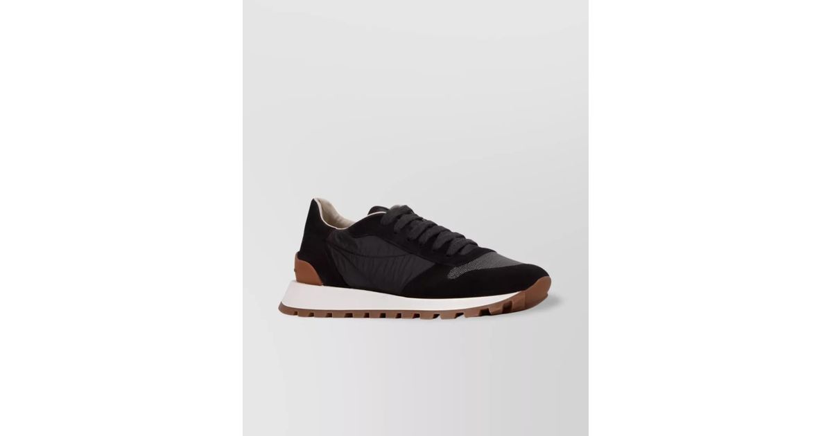 Brunello Cucinelli Leather Logo Patch Sneakers in Black | Lyst UK