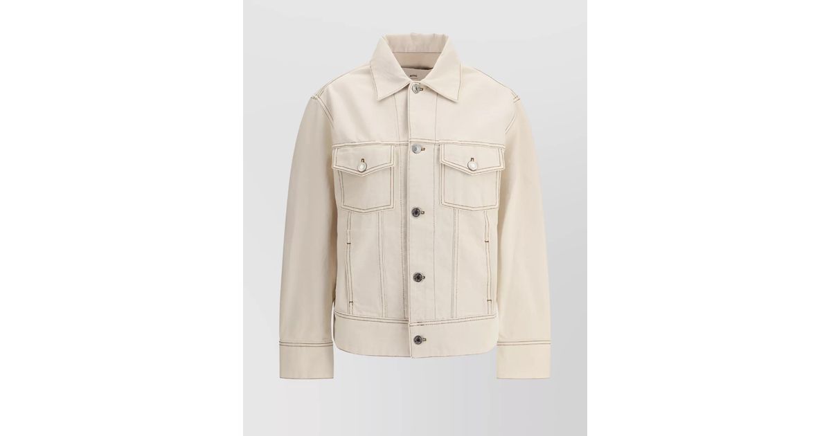 Ami Paris Clean And Structured Denim Jacket in Natural | Lyst