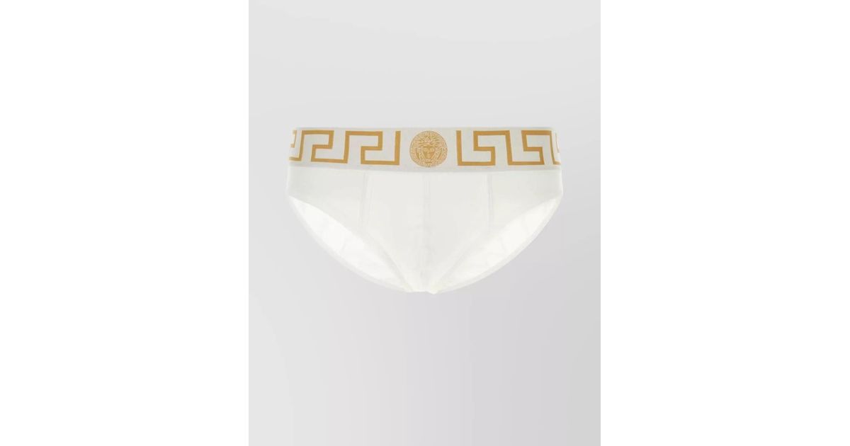 Versace Stretch Cotton Brief With Greek Key Pattern for Men | Lyst