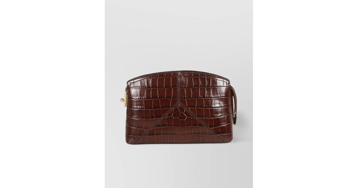 Victoria Beckham Crossbody Structured Crocodile Embossed Clutch Bag in ...