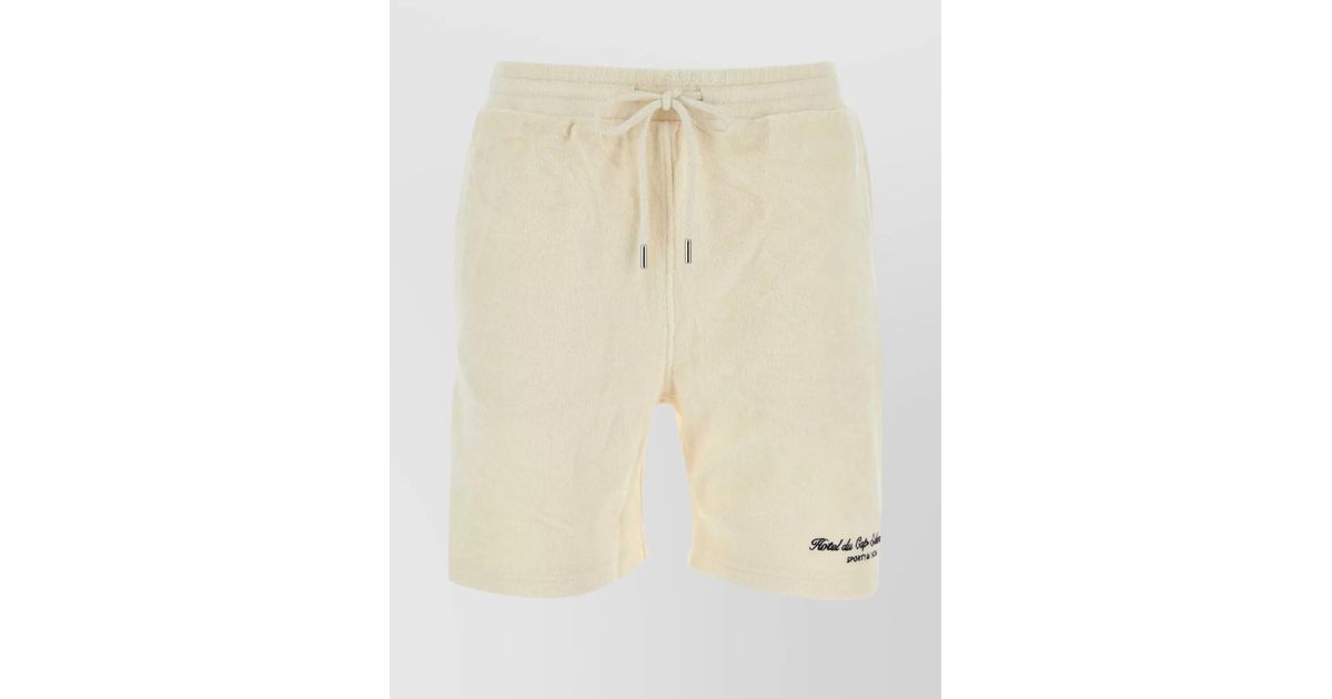 Sporty & Rich Hotel Du Cap Cursive Terry Fabric Shorts in Natural | Lyst