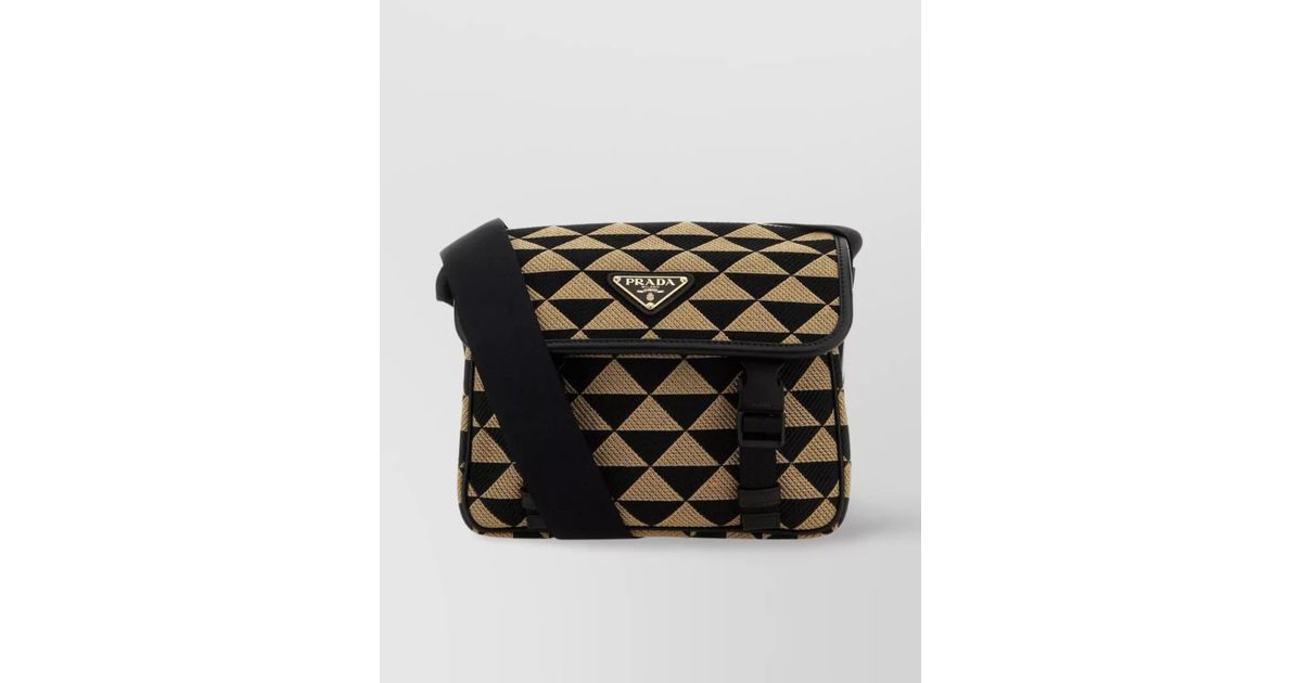 Prada Crossbody Bag With Embroidered Symbole And Geometric Pattern in ...