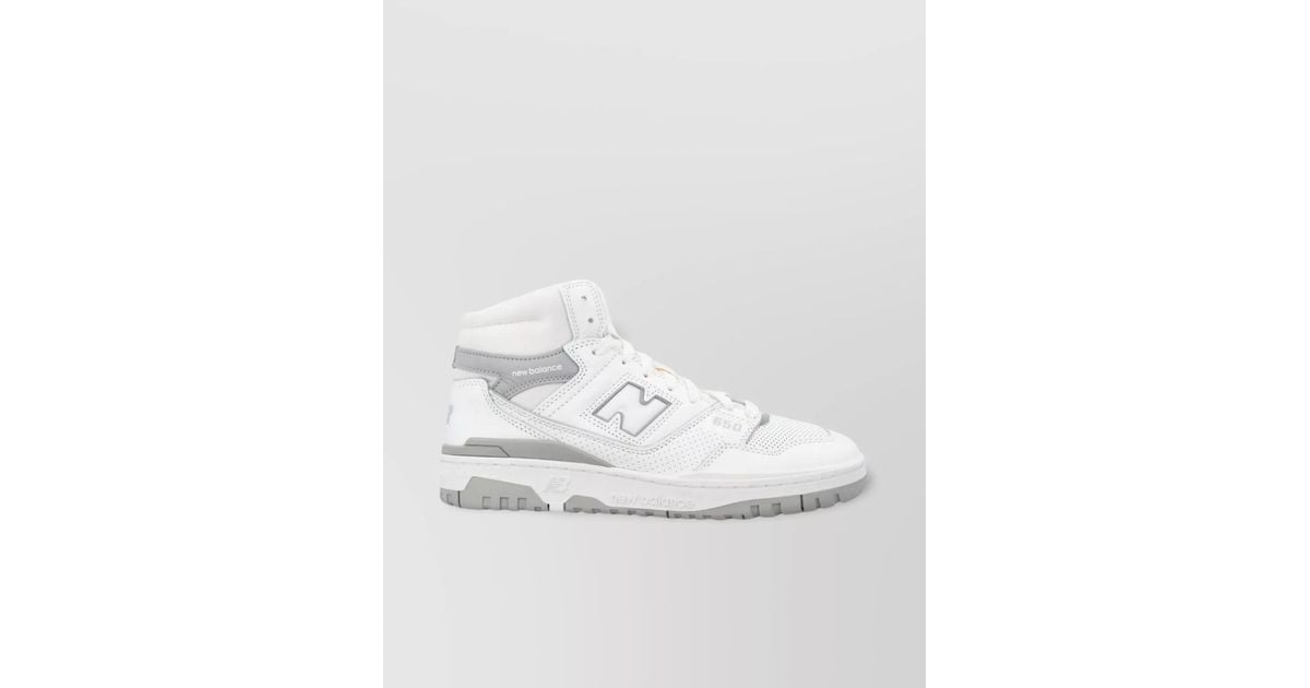 New Balance High Top Leather Sneaker With Perforated Overlay in White ...