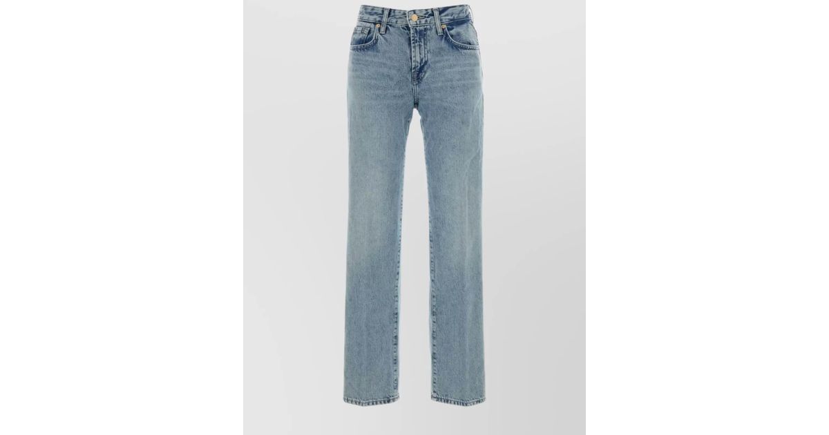 7 For All Mankind Faded Wash Five-Pocket Denim Trousers in Blue | Lyst UK