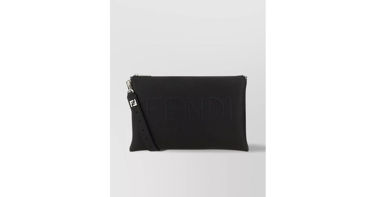 Fendi Pebble Texture Roma Shoulder Bag in Black for Men | Lyst
