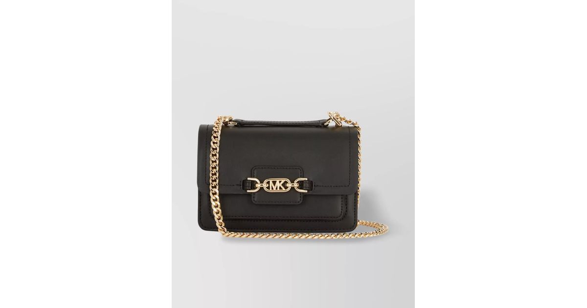 Michael Kors Rectangular Leather Crossbody Bag With Golden Metal in ...