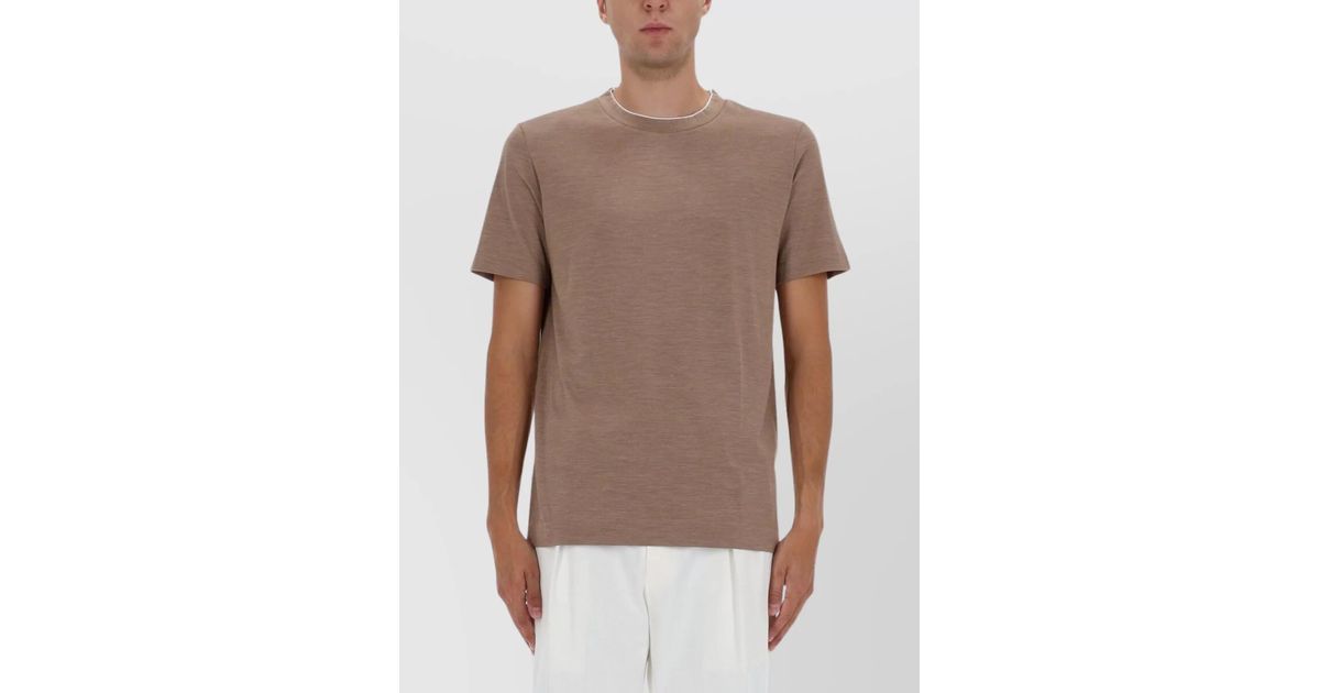 BOSS Silk Blend T-Shirt in Brown for Men | Lyst UK