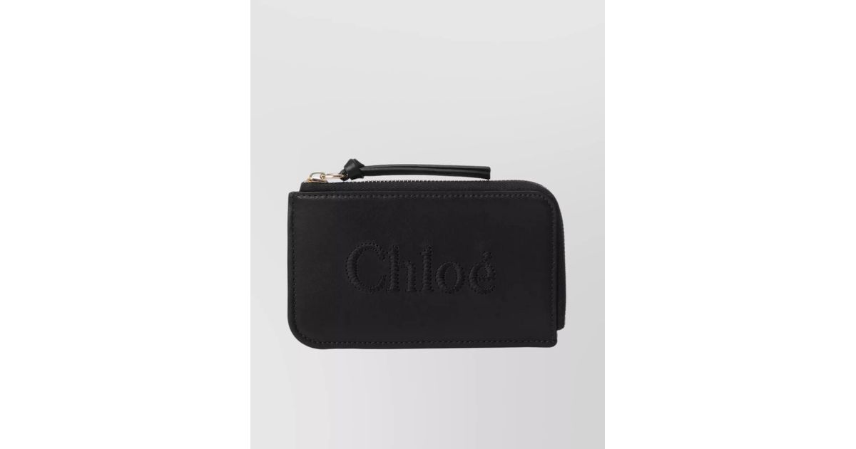 Chloé Compact Textured Small Purse in Black | Lyst