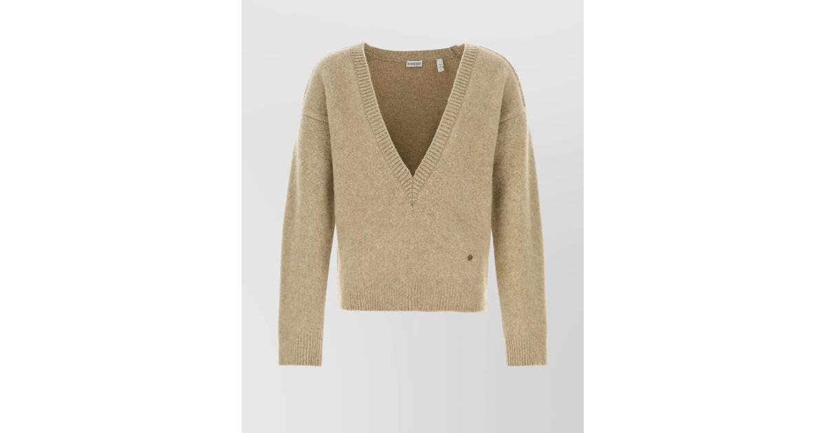 Burberry Wool Blend V-Neck Sweater in Natural for Men | Lyst