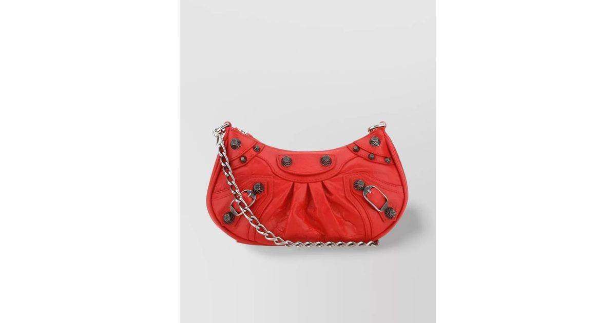 Balenciaga Le Cagole Cracked Texture Lambskin Mini Shoulder Bag in Red ...
