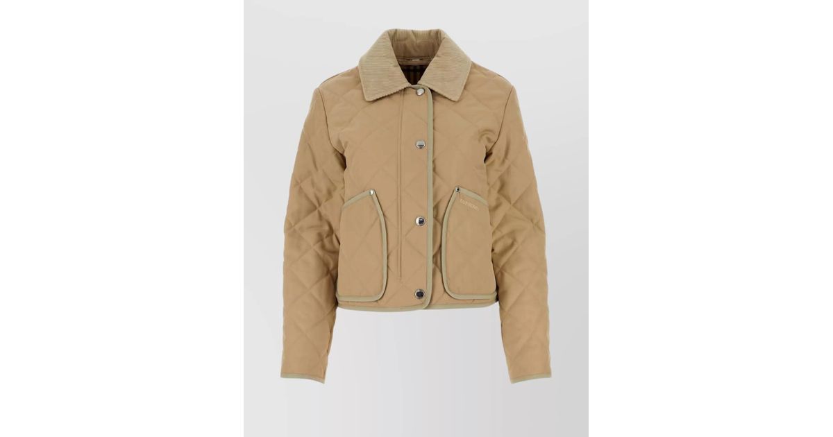 Burberry Structured Shoulders Padded Jacket in Natural | Lyst